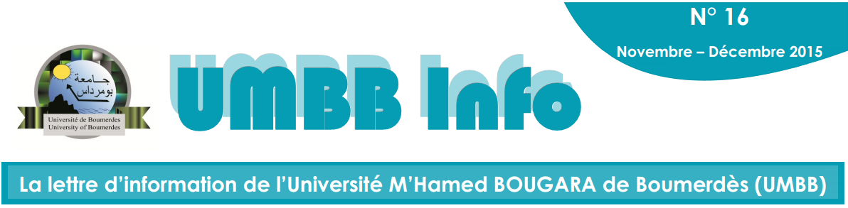 News Letter de l'UMBB N°16 - Université de M'hamed Bougara Boumerdes
